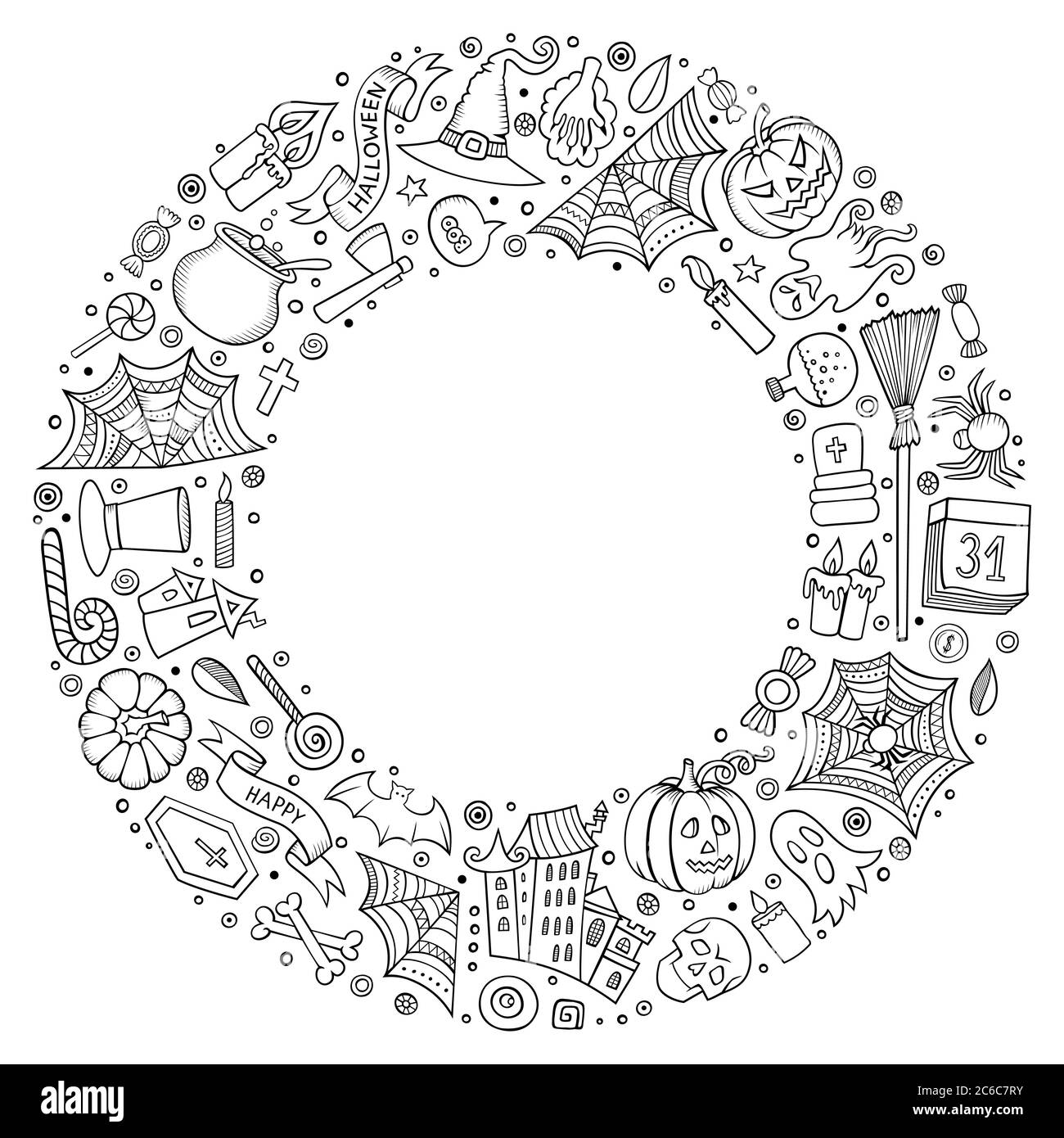 Doodle halloween decorative frame Cut Out Stock Images & Pictures - Alamy