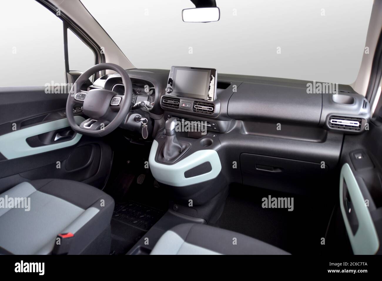 Car interior. The inside of the car, front view. Dashboard of a modern ...