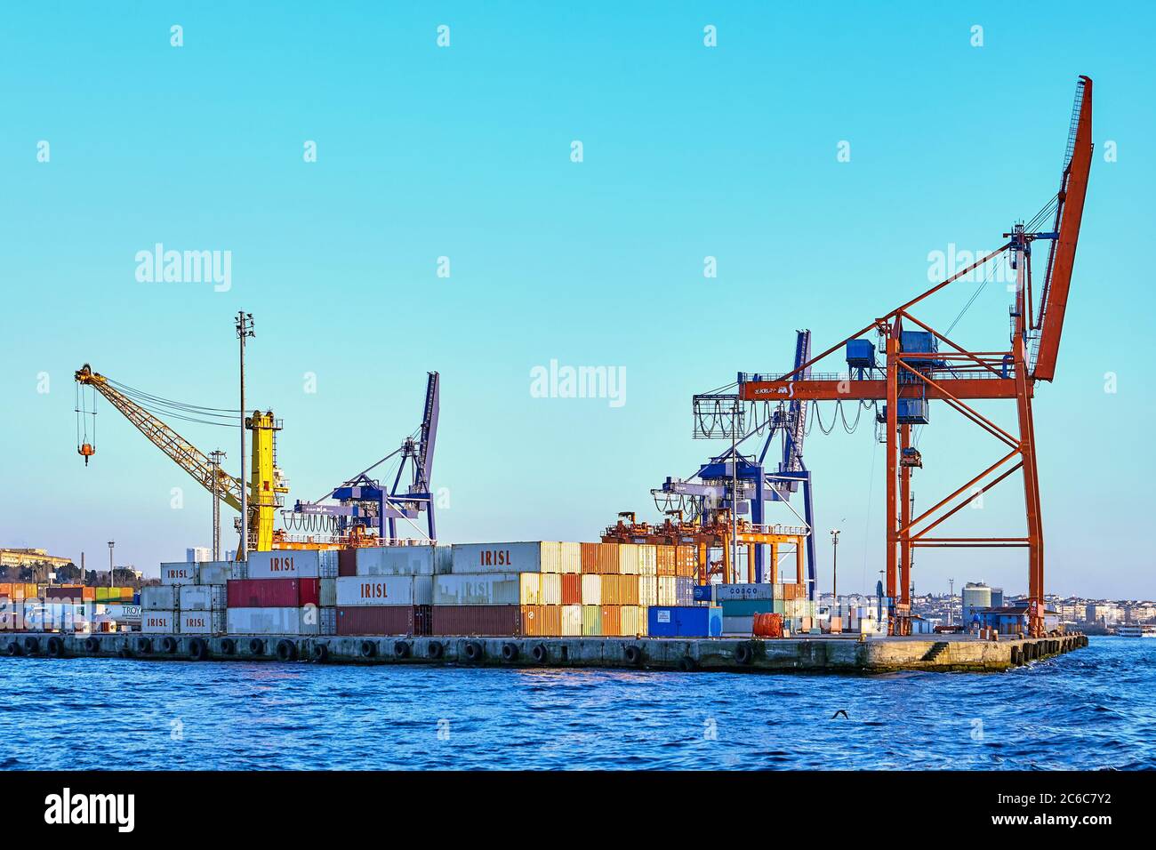 Istanbul, Turkey - February 13, 2020: Containers yard for container ...
