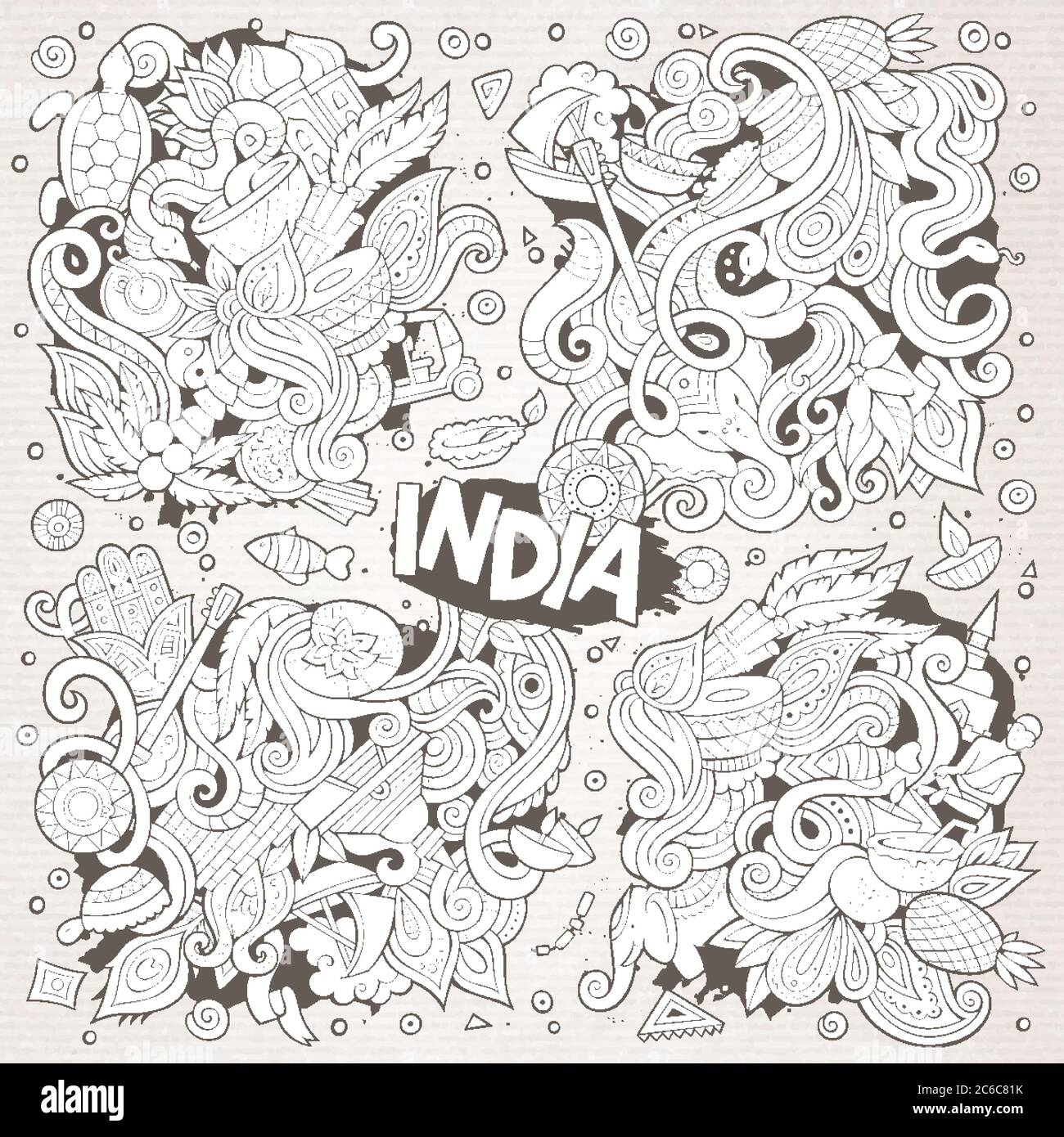 Doodle cartoon set of Indian designs Stock Vector Image & Art - Alamy