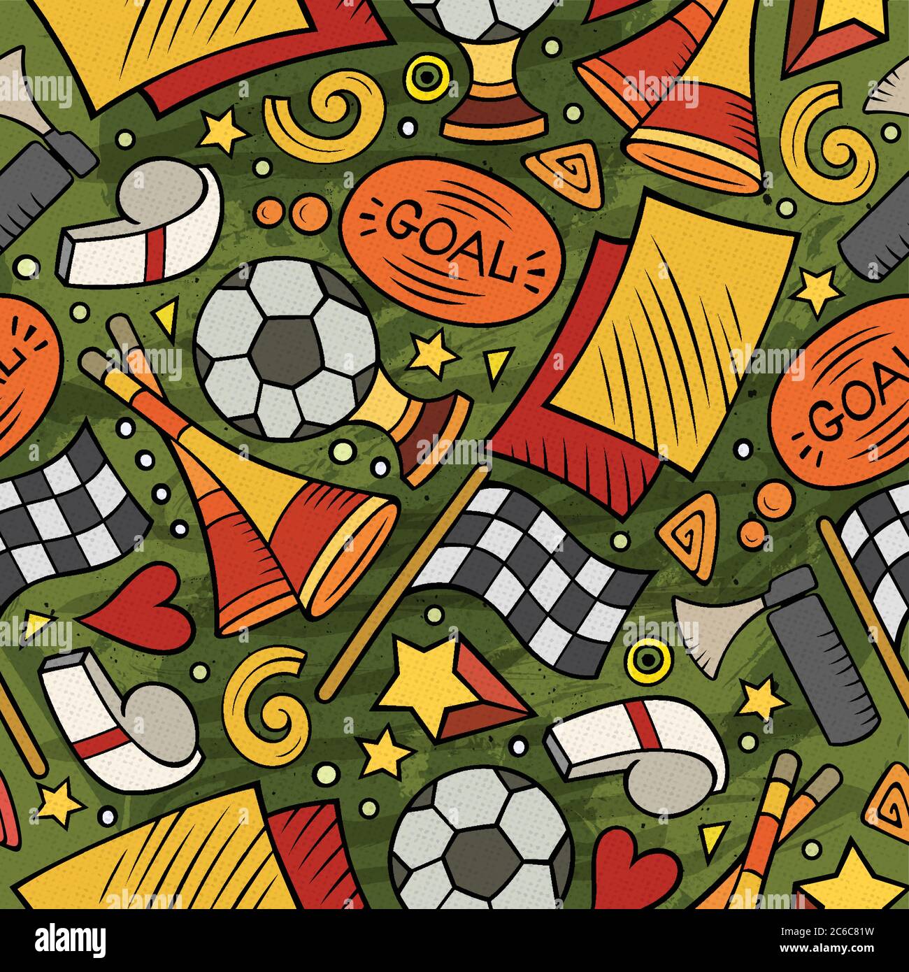 Cartoon hand-drawn Soccer seamless pattern Stock Vector Image & Art - Alamy