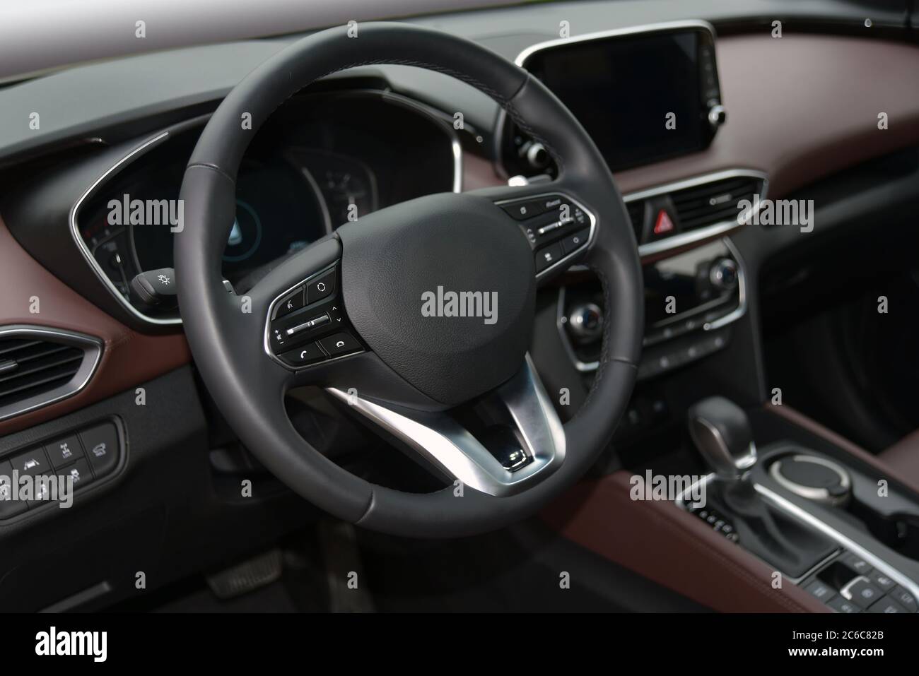 steering wheel in the new modern car Stock Photo - Alamy