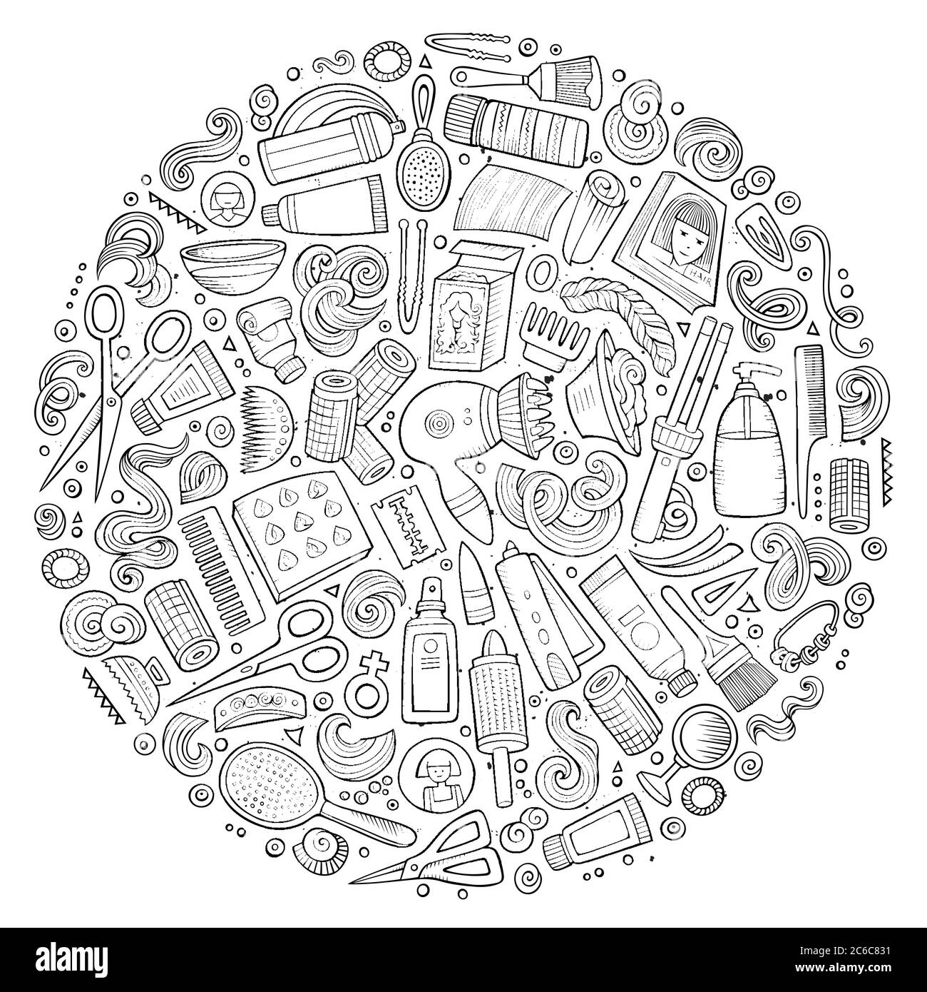 Vector set of Hair salon cartoon doodle objects Stock Vector Image ...
