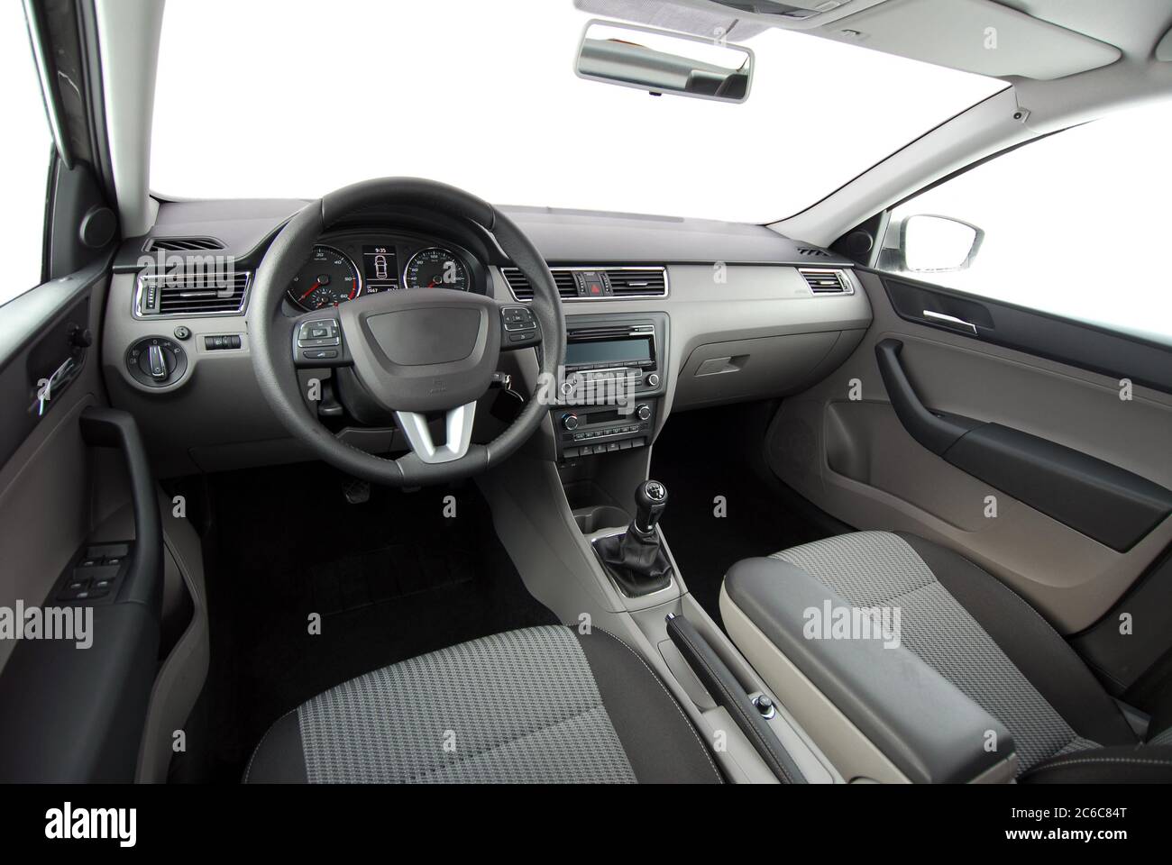 Car interior. The inside of the car, front view. Dashboard of a modern ...