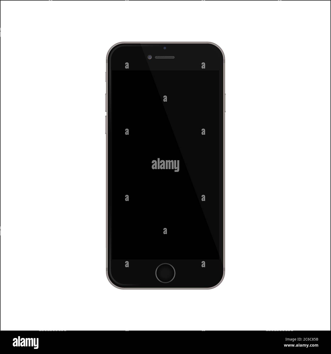 New version of black slim smartphone with blank black screen isolated ...