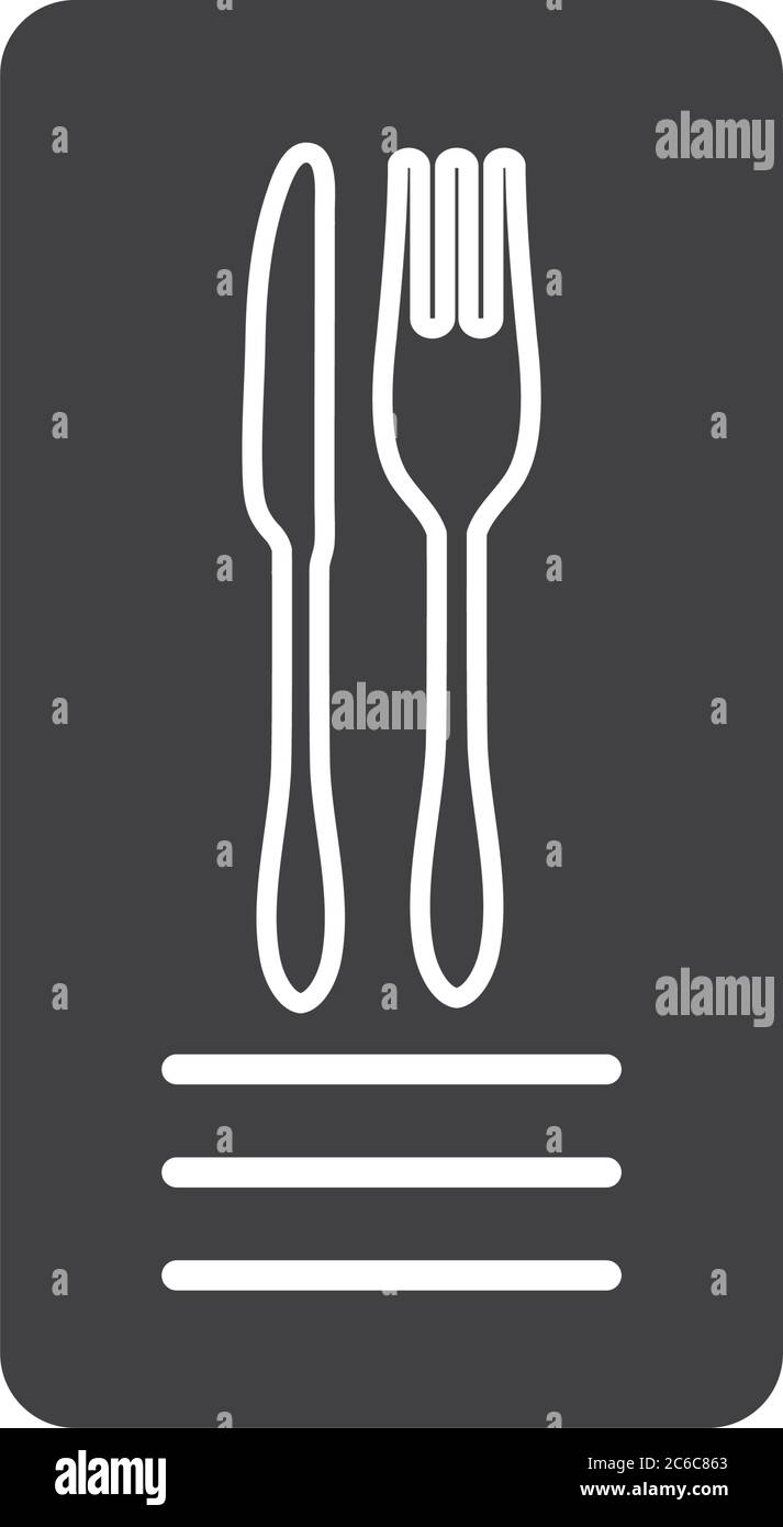 restaurant menu with fork and knife icons over white background ...