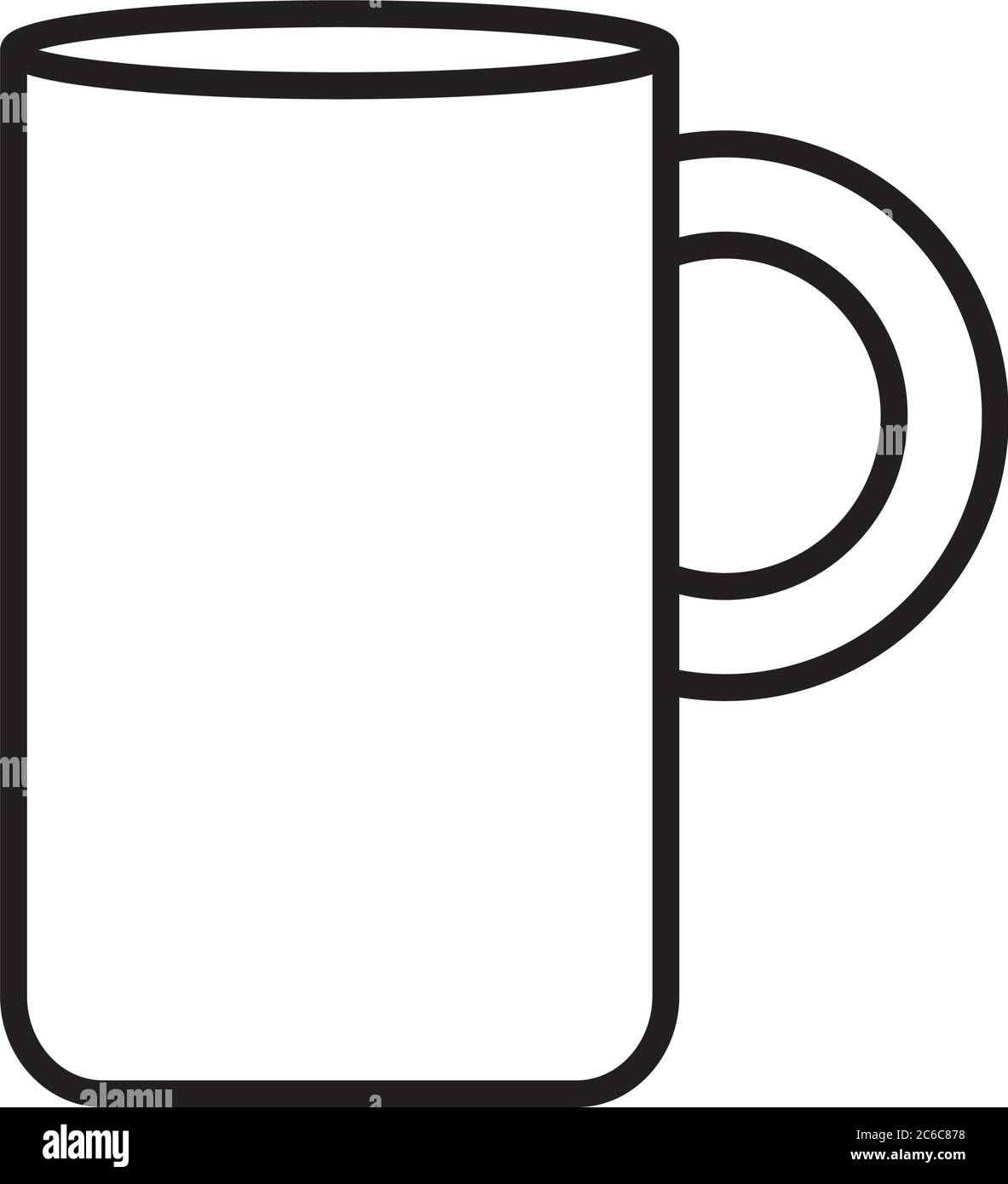 coffee mug icon over white background, line style, vector illustration ...