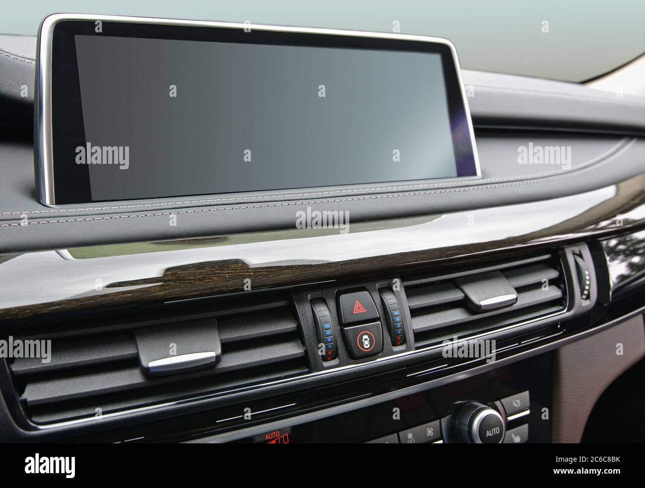Screen multimedia system on dashboard in a modern car Stock Photo - Alamy