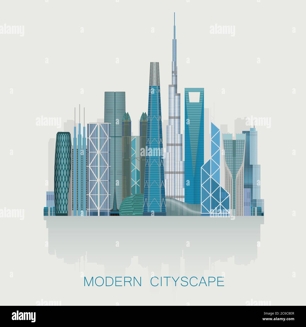 modern detailed skyline cityscape isolated. City silhouette Stock ...