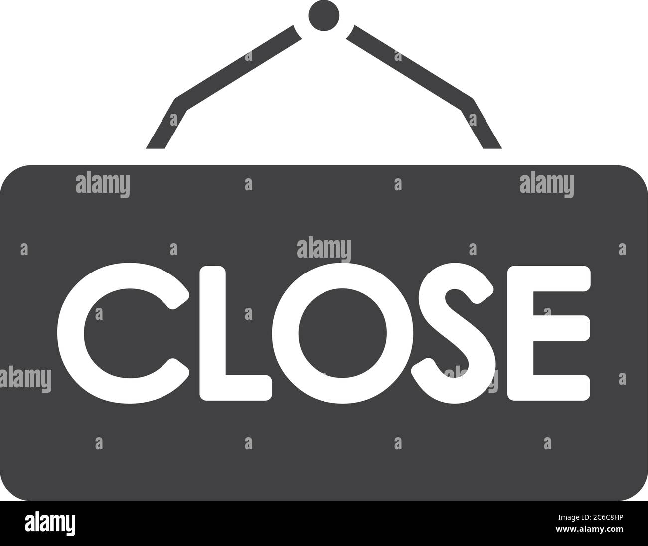 close sign board icon over white background, silhouette style, vector ...