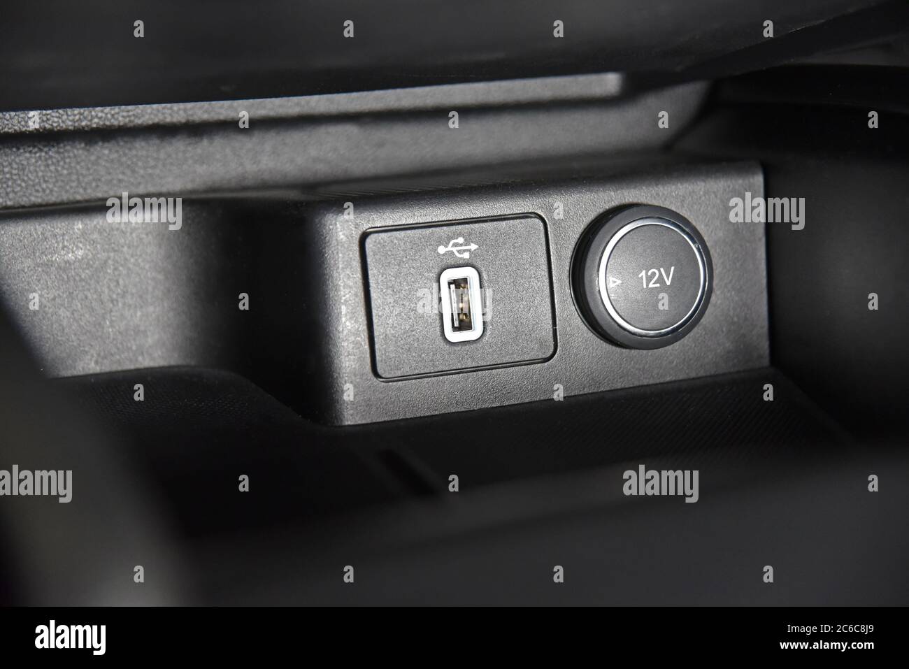 Power outlet and usb port in car Stock Photo - Alamy