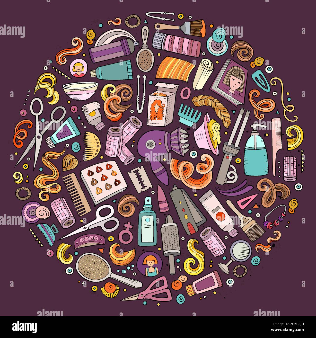 Vector set of Hair salon cartoon doodle objects Stock Vector Image ...