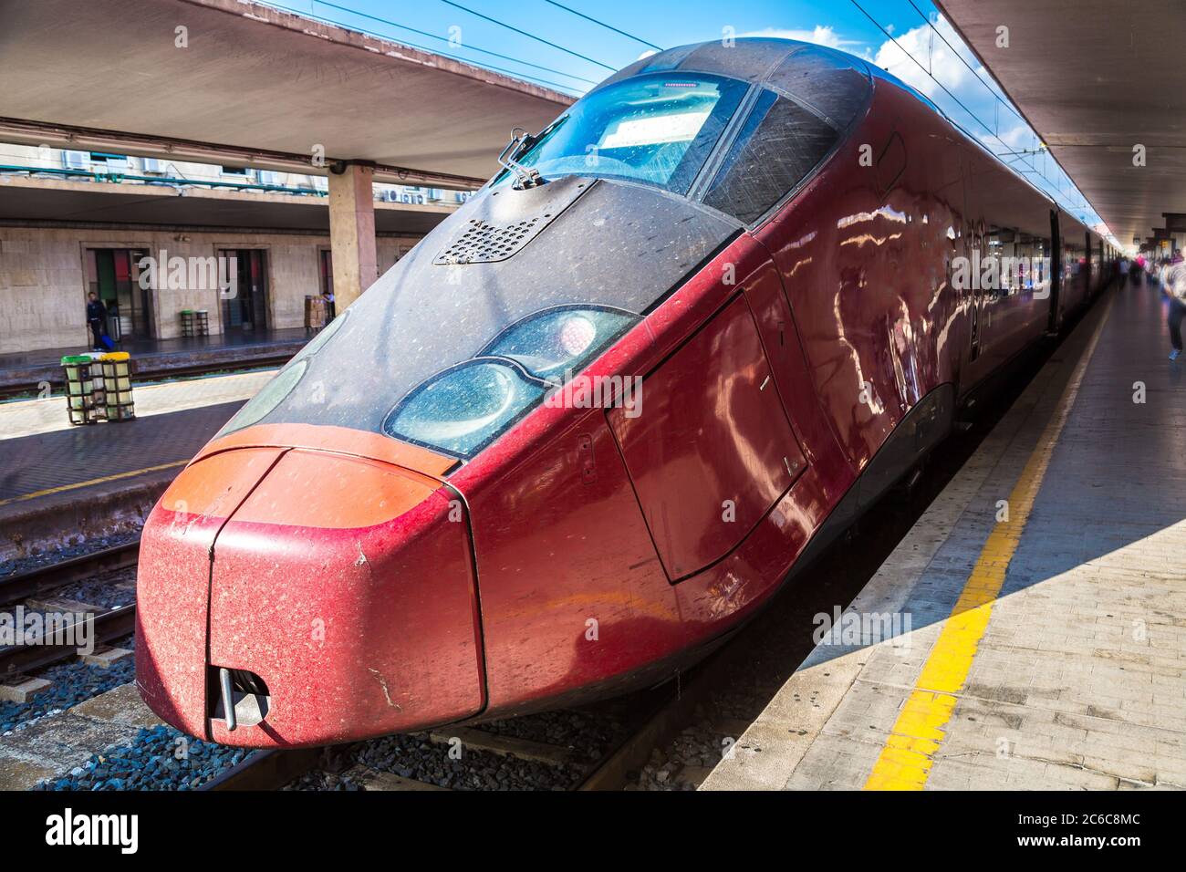 Modern train at a Florence train station Santa Maria Novella in Italy ...