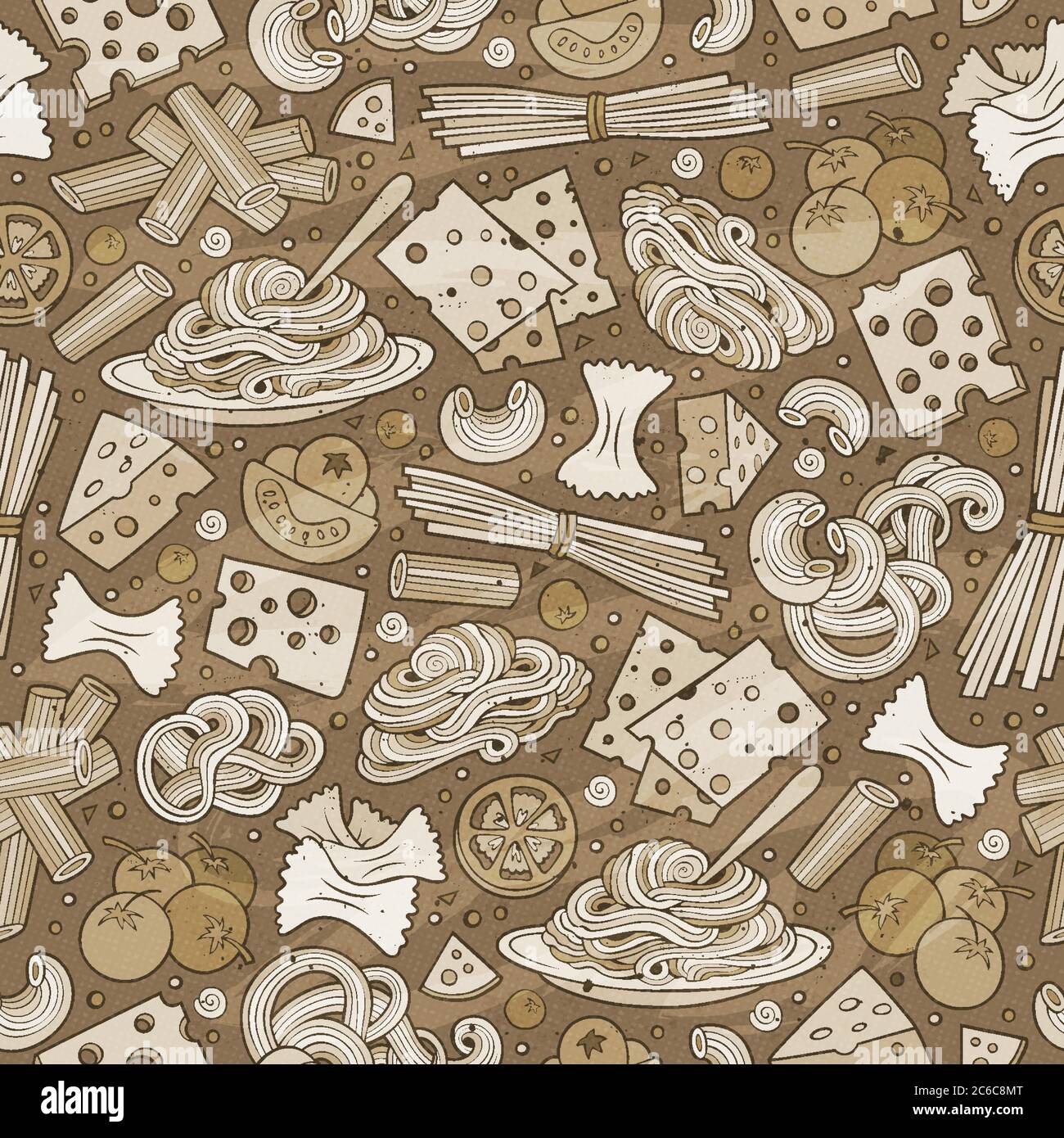 Cartoon cute hand drawn Italian food seamless pattern Stock Vector ...