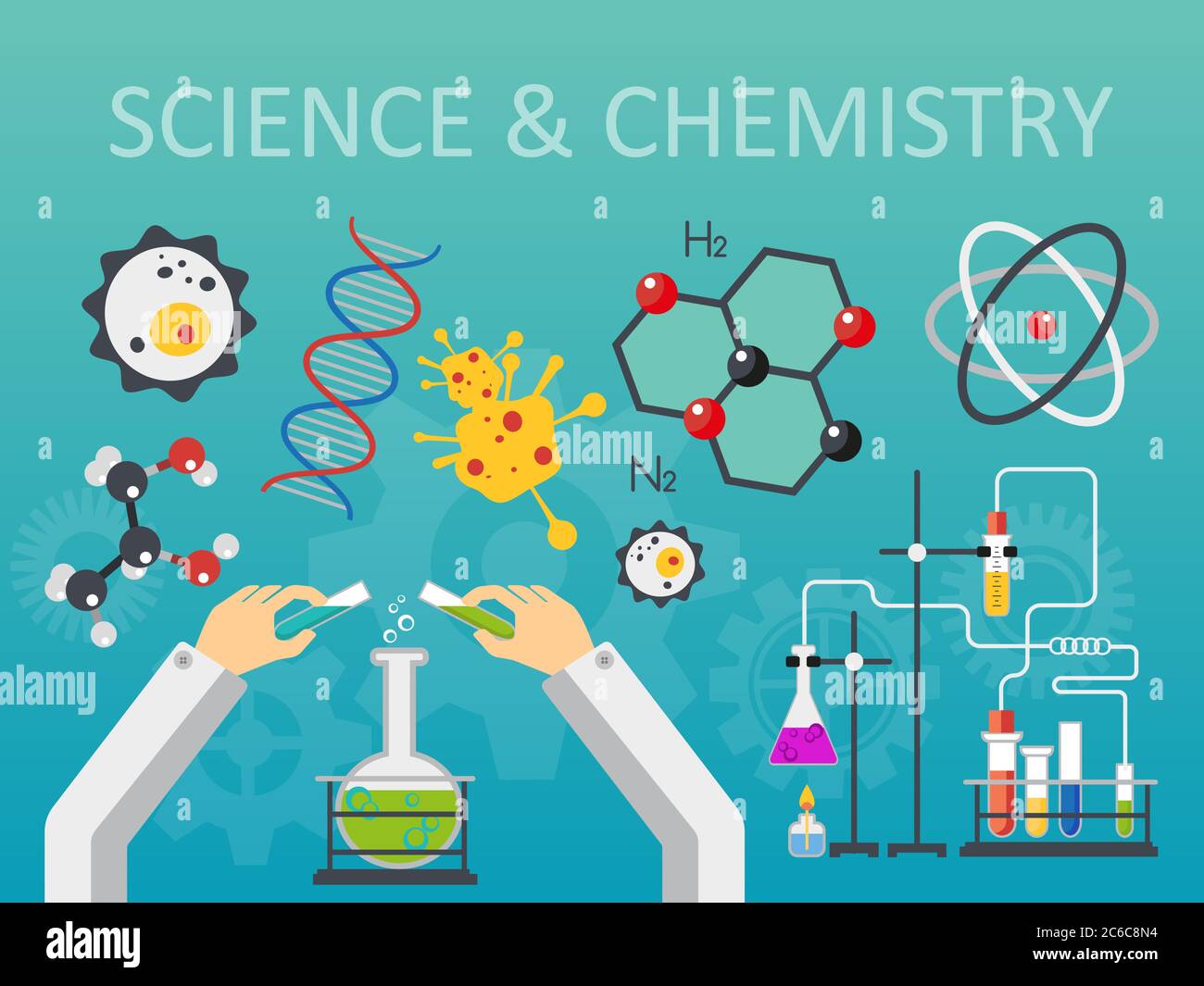 Chemical laboratory science and technology flat style design vector ...