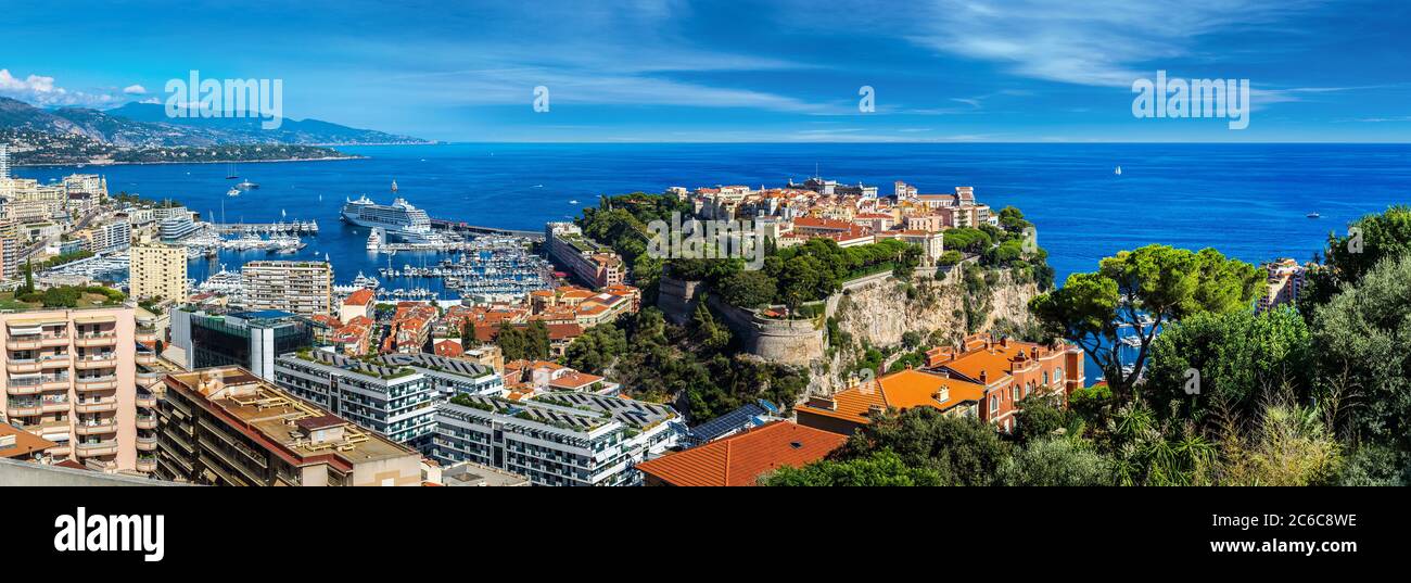 Panoramic view of prince's palace in Monte Carlo in a summer day ...