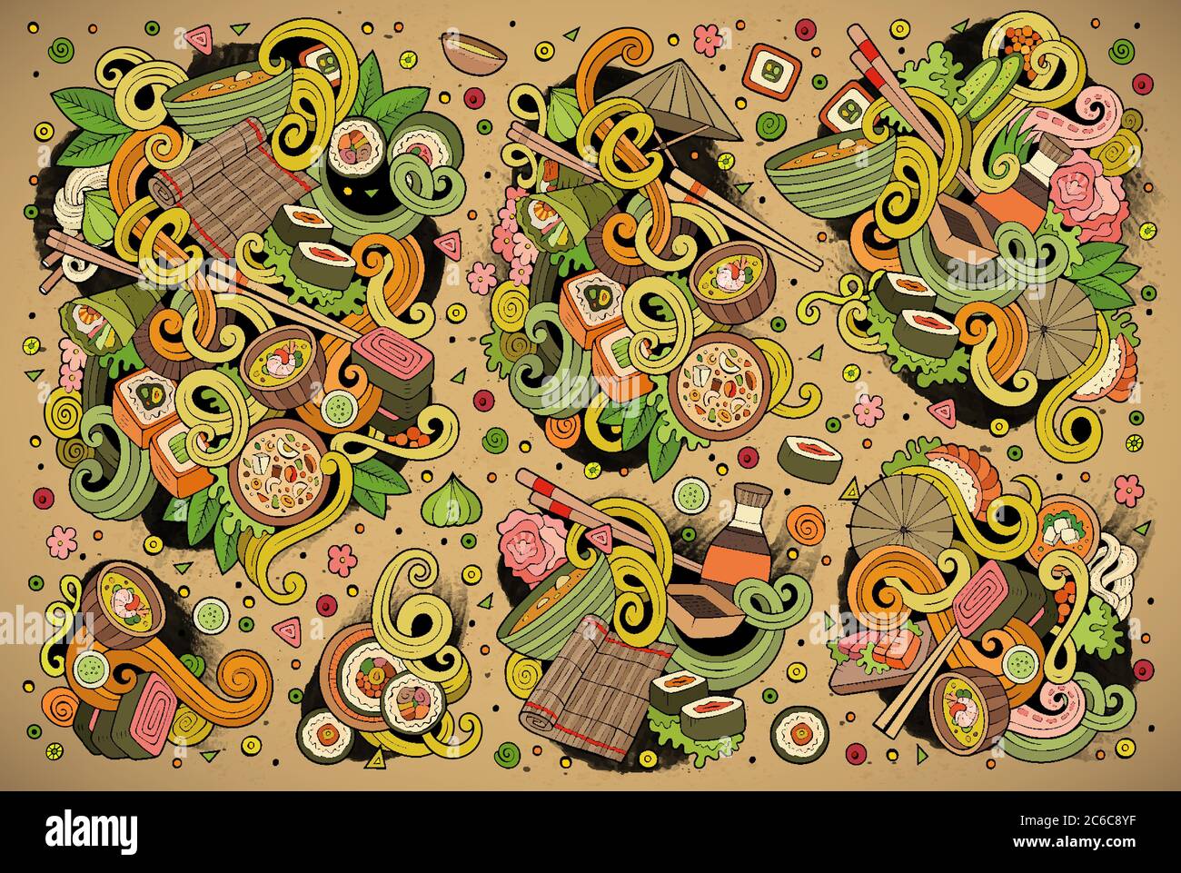 Vector cartoon set of Japan food objects Stock Vector Image & Art - Alamy