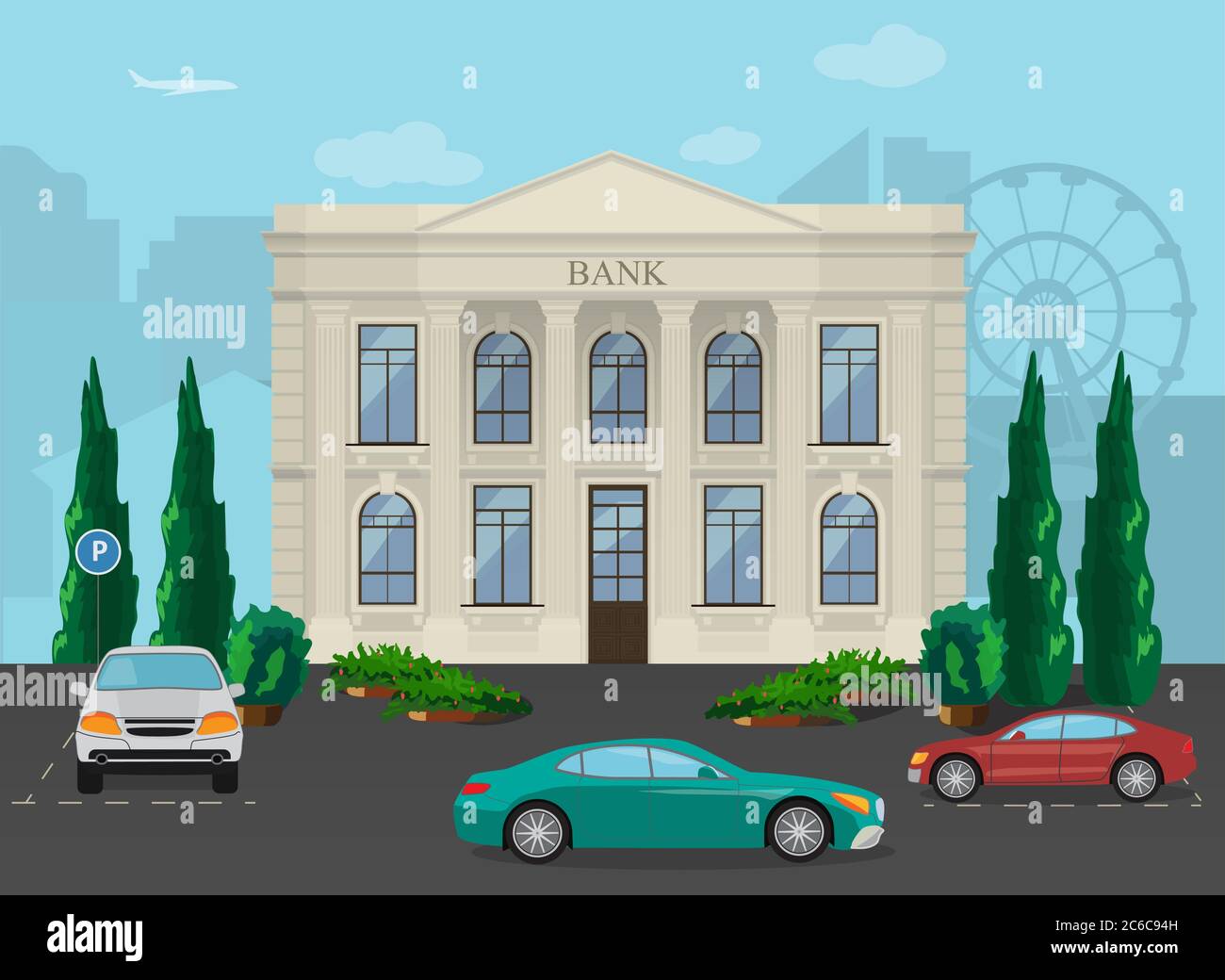 Bank building on the modern city background Stock Vector Image & Art ...