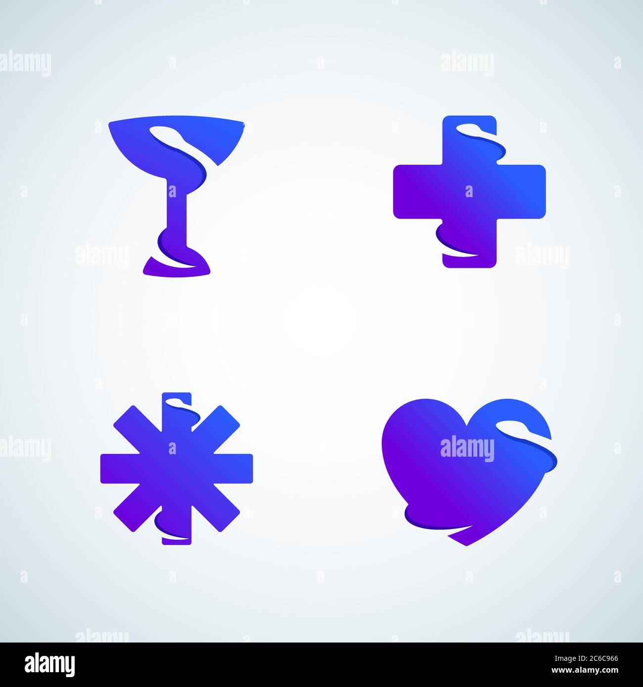 Medicine Symbols Negative Space Snake. Abstract Vector Signs, Emblems ...