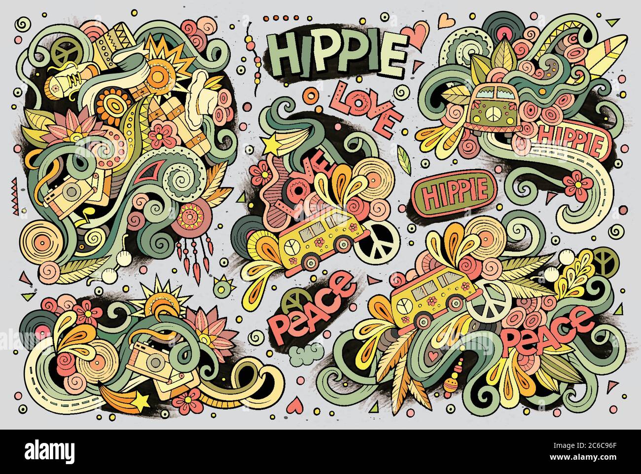 Hippy accessories Stock Vector Images - Alamy
