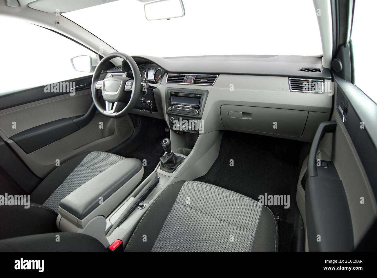 Car interior. The inside of the car, front view. Dashboard of a modern ...