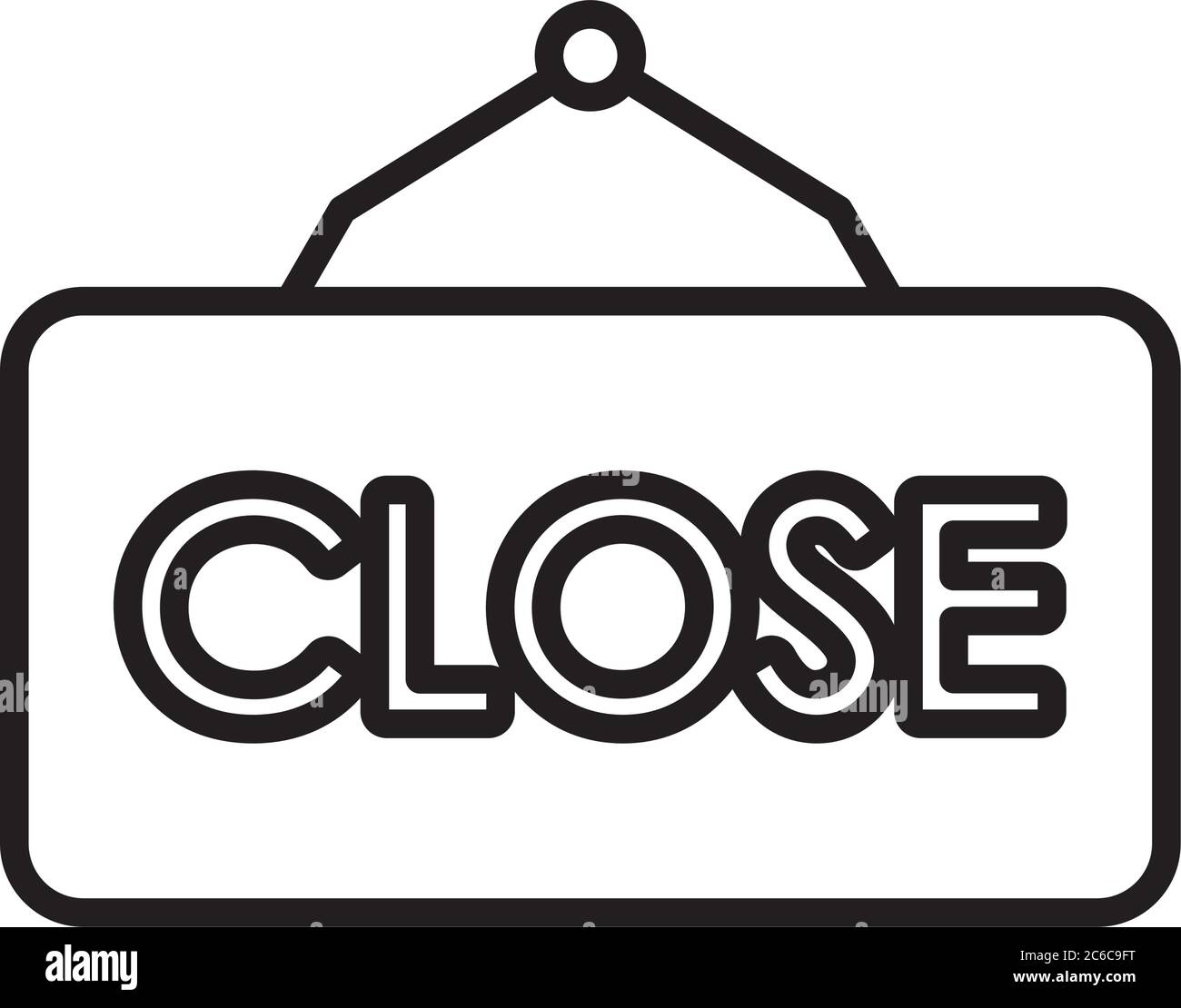 close sign board icon over white background, line style, vector ...