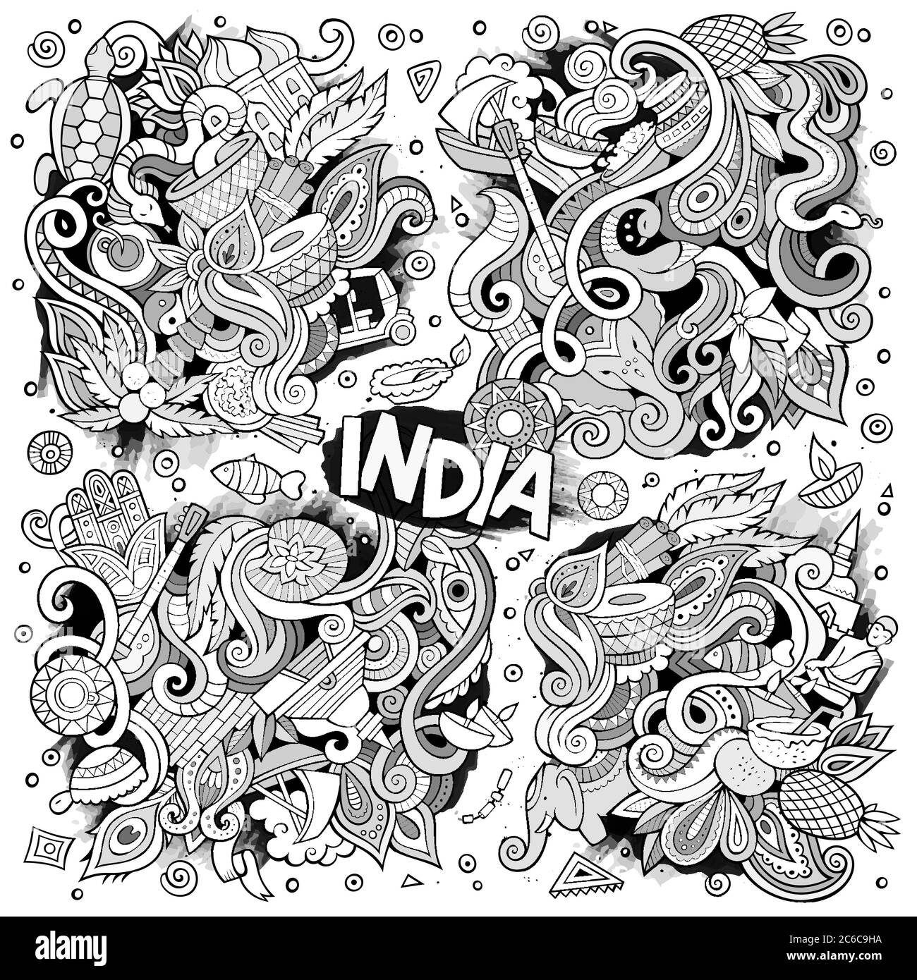 Doodle cartoon set of Indian designs Stock Vector Image & Art - Alamy