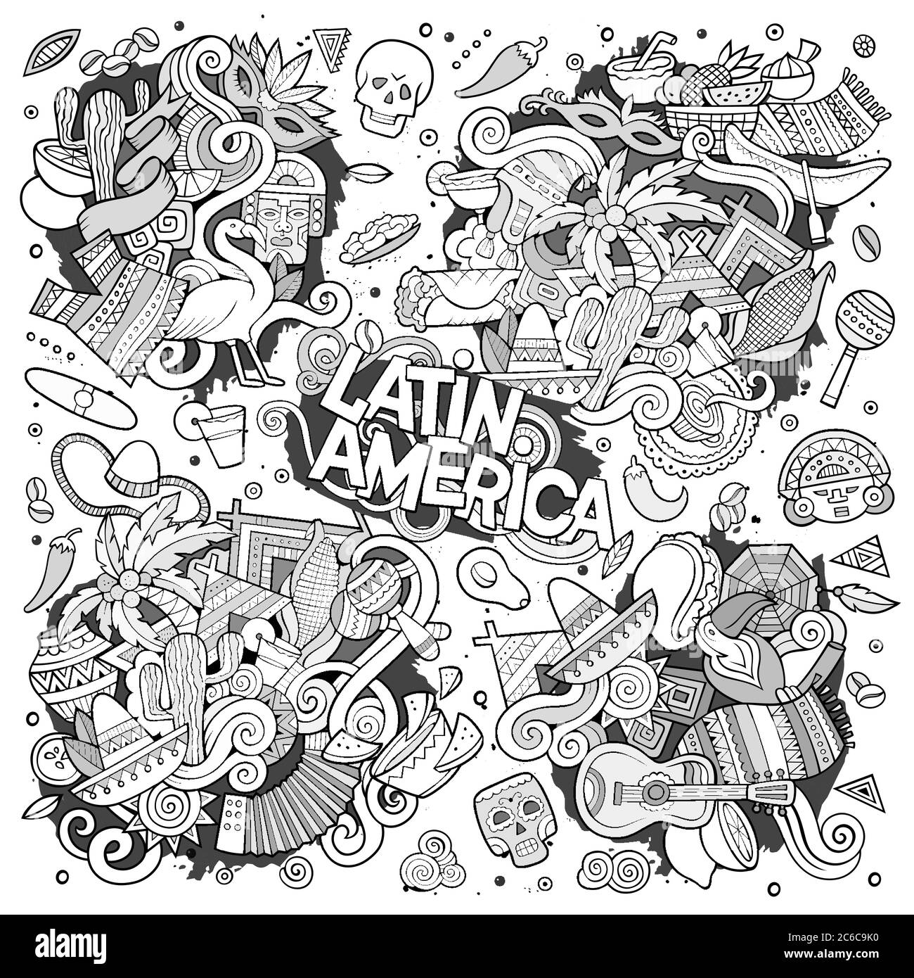 Sketchy vector hand drawn Doodle Latin American doodle designs Stock ...