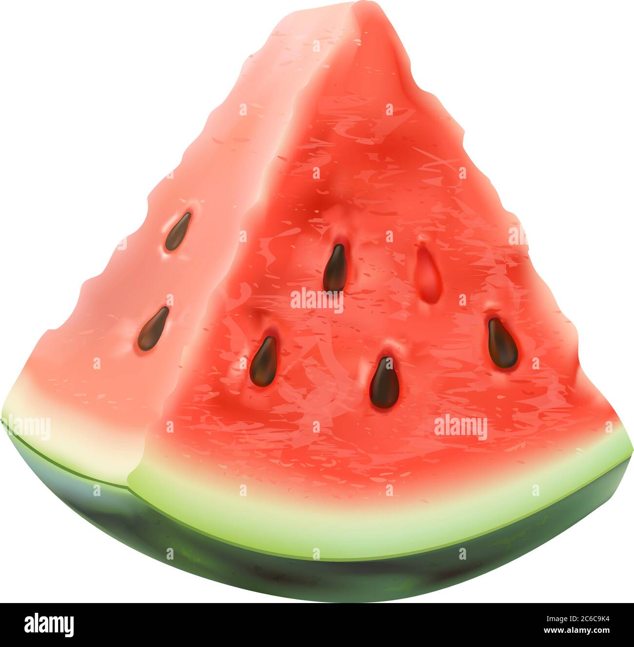 Watermelon slice, round, juice. Fresh fruit. 3d realism, vector object ...