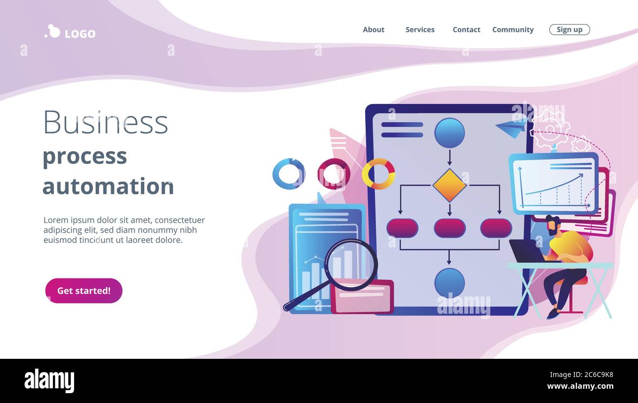 Business process automation BPA concept landing page Stock Vector Image ...