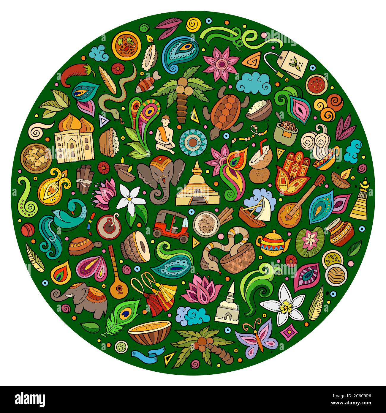 Vector set of Indian cartoon doodle objects Stock Vector Image & Art ...