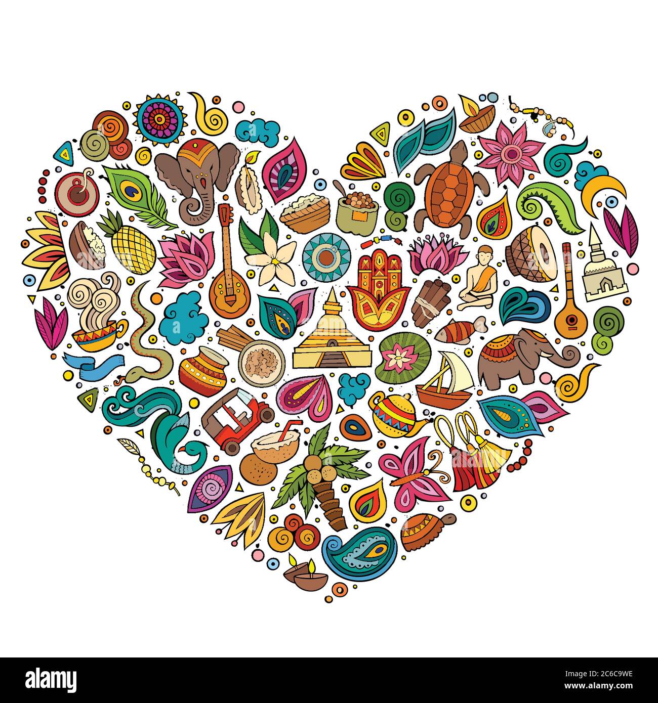 Vector set of Indian cartoon doodle objects Stock Vector Image & Art ...