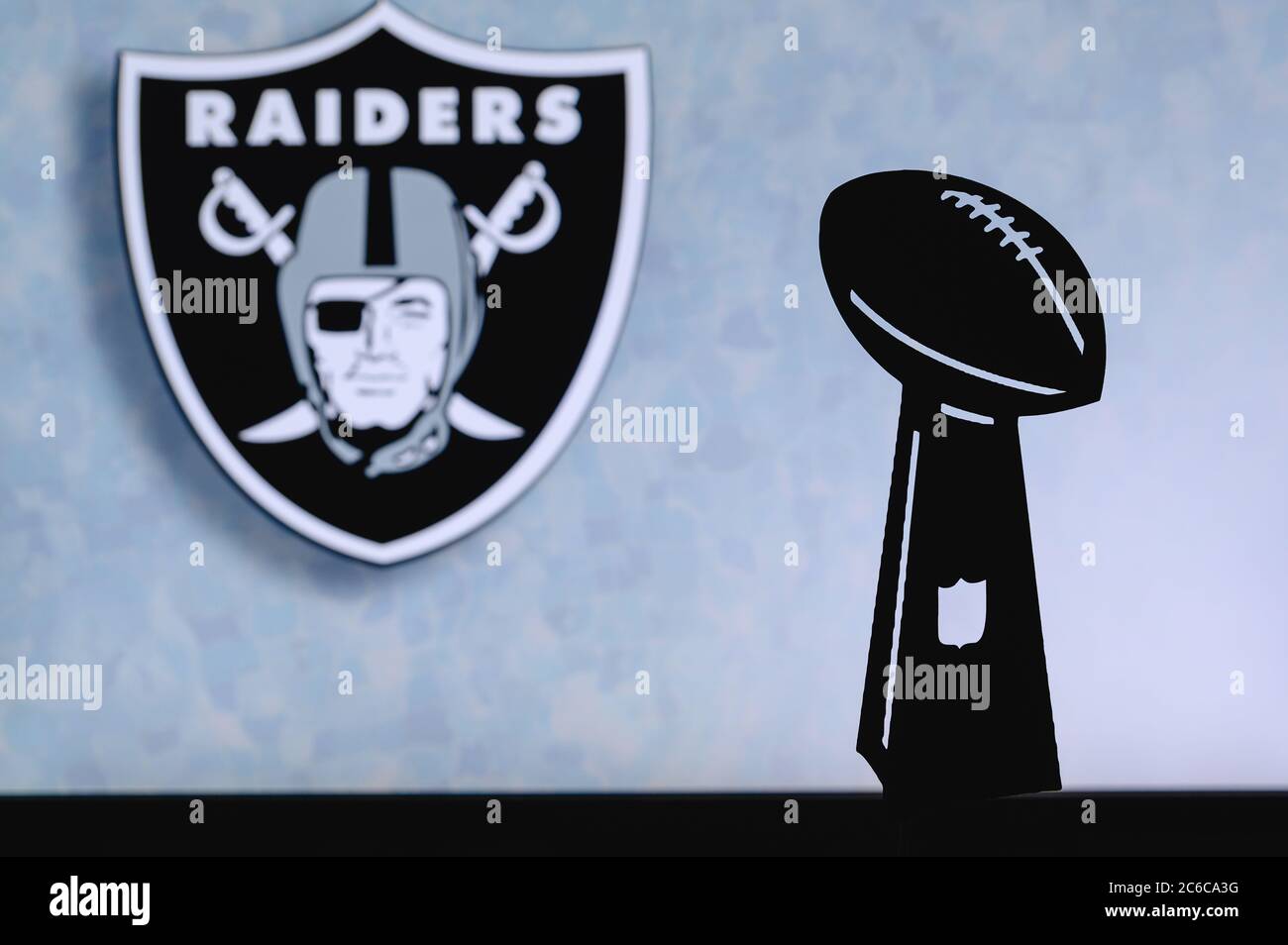 Las Vegas Raiders professional american football club, silhouette of ...