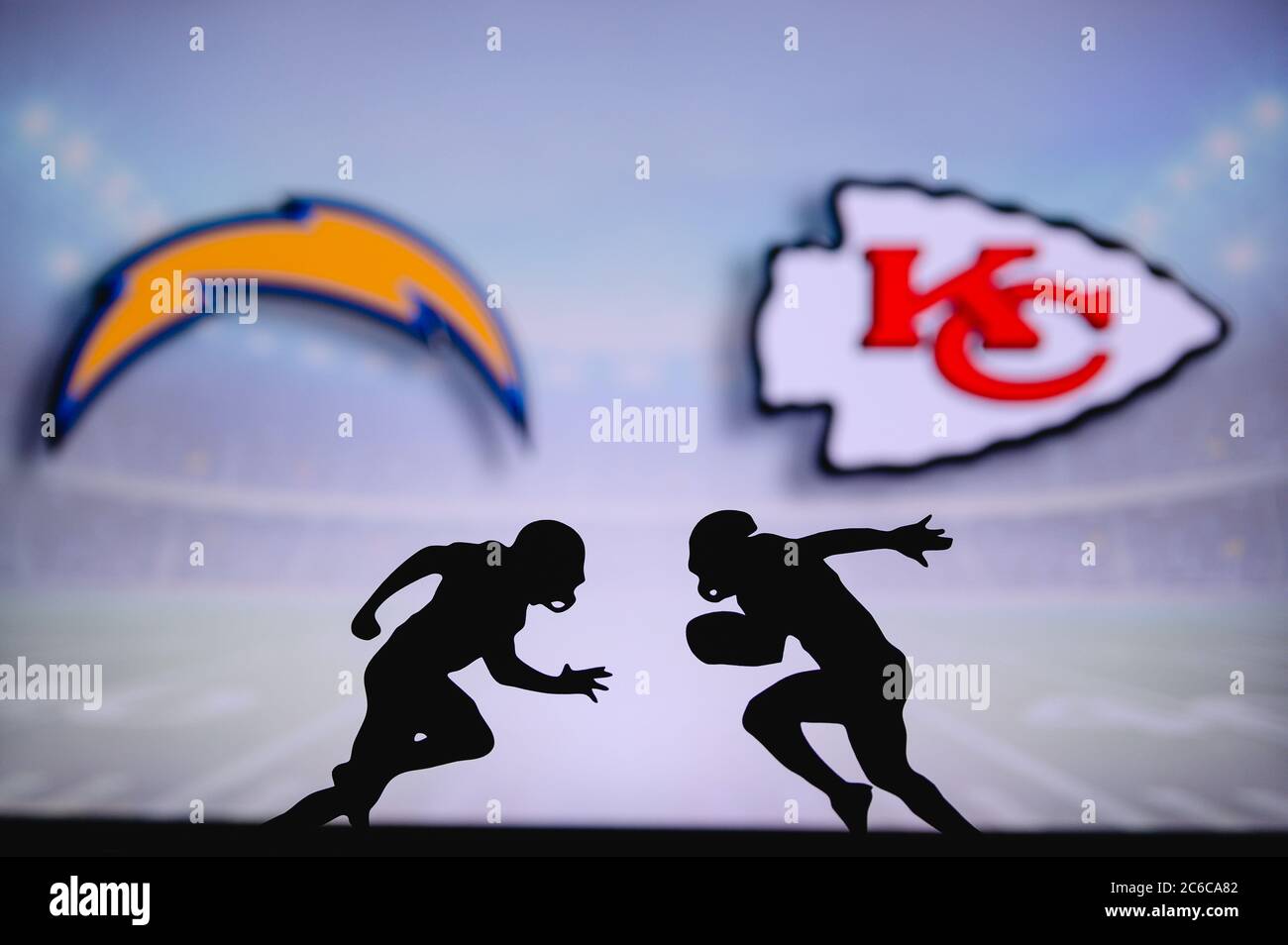 Los Angeles Chargers vs. Kansas City Chiefs. NFL match poster. Two ...