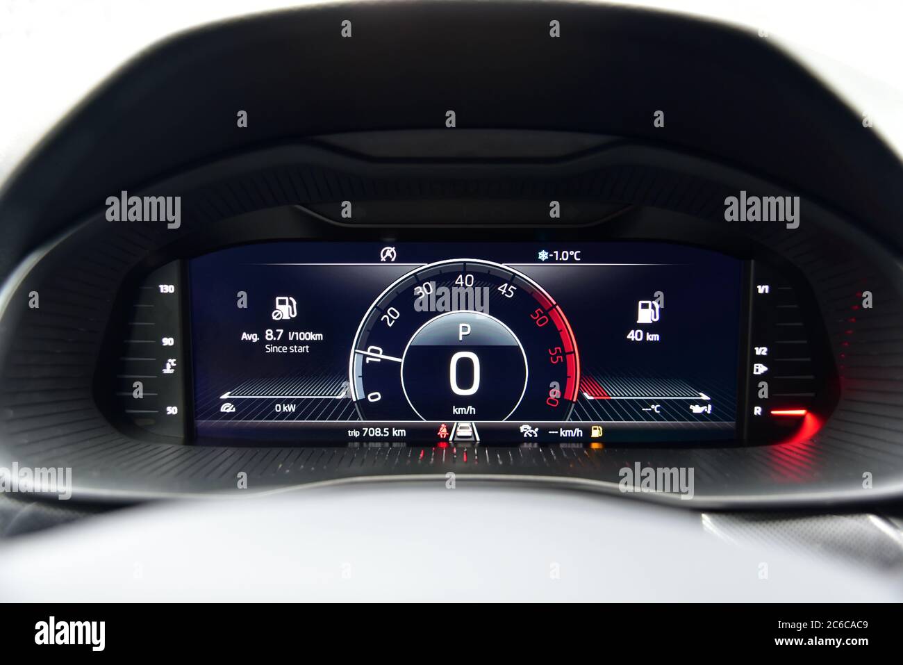 Modern car illuminated dashboard closeup. car instruments panel Stock ...