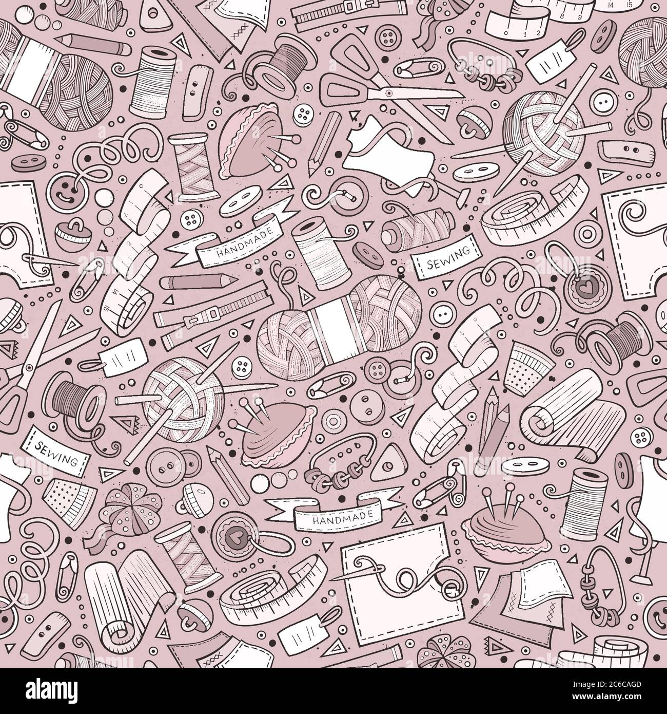 Cartoon cute hand drawn Handmade seamless pattern Stock Vector Image ...