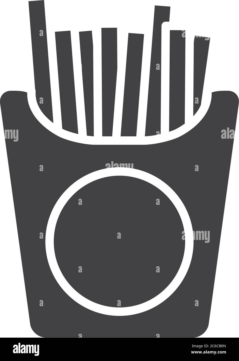 french fries box icon over white background, silhouette style, vector ...