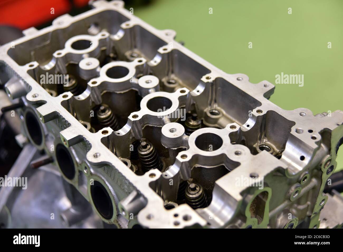 Cylinder head with the valves. The head of the engine Stock Photo - Alamy