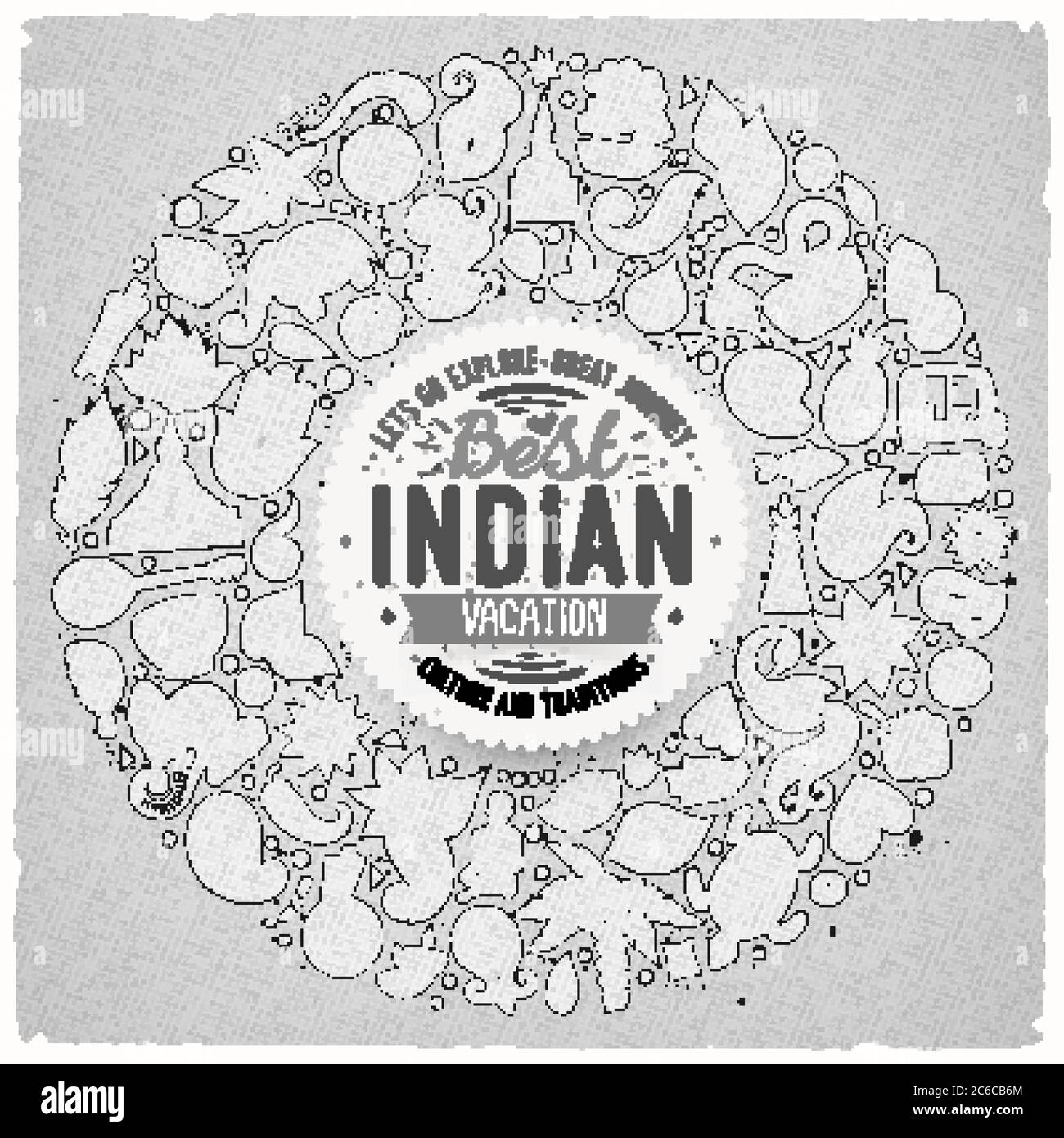 Vector set of Indian cartoon doodle objects Stock Vector Image & Art ...
