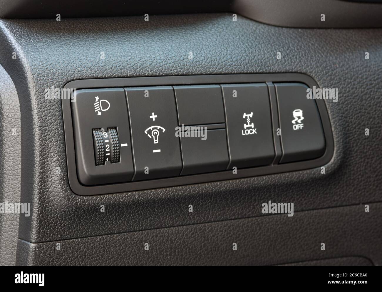Panel with buttons on the control panel of off-road car Stock Photo - Alamy