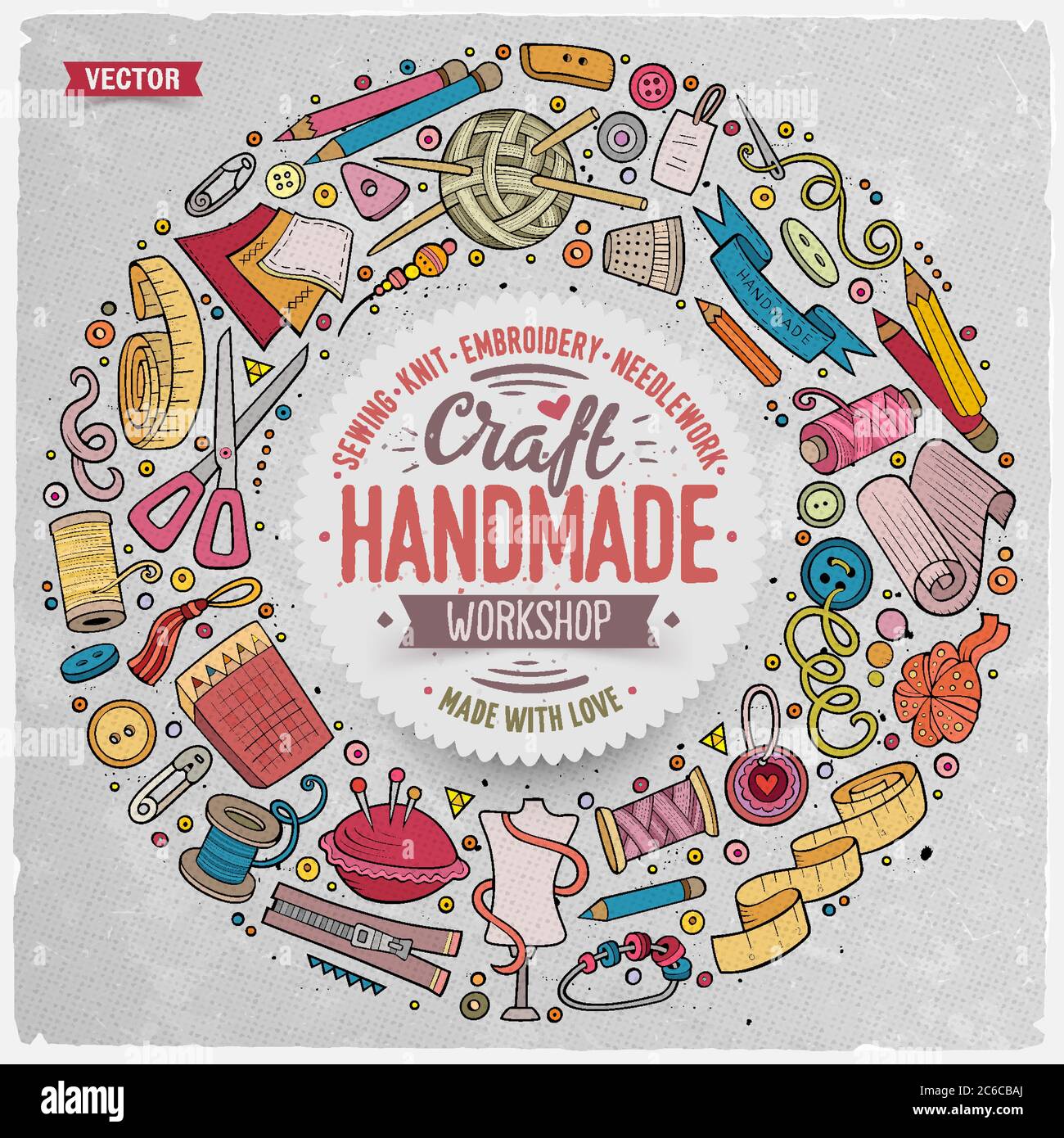 Set of Handmade cartoon doodle objects, symbols and items Stock Vector ...