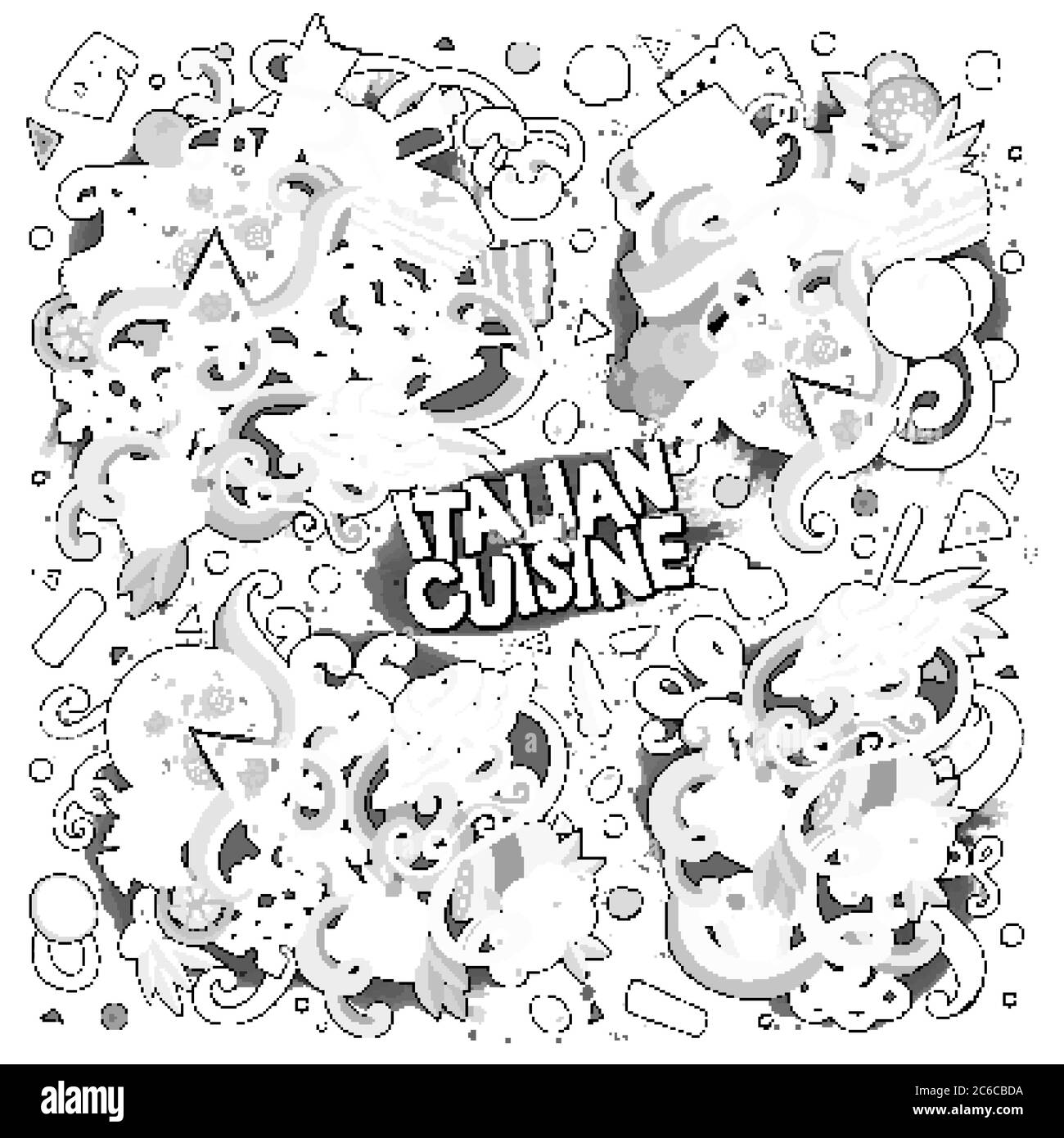 Line art vector cartoon set of italian food designs Stock Vector Image ...