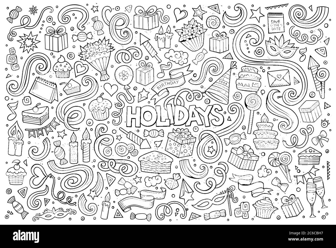 Line art set of holidays object Stock Vector Image & Art - Alamy