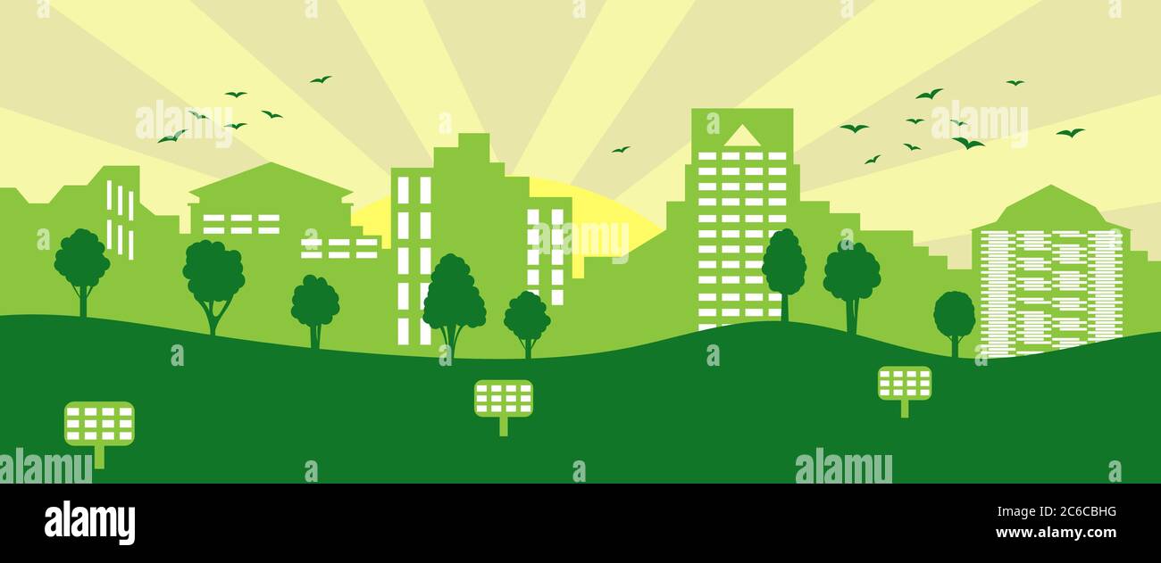 Ecological city and environment conservation. Green city concept ...