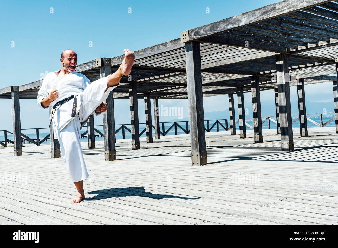 Man kicking practicing martial hi-res stock photography and images - Alamy