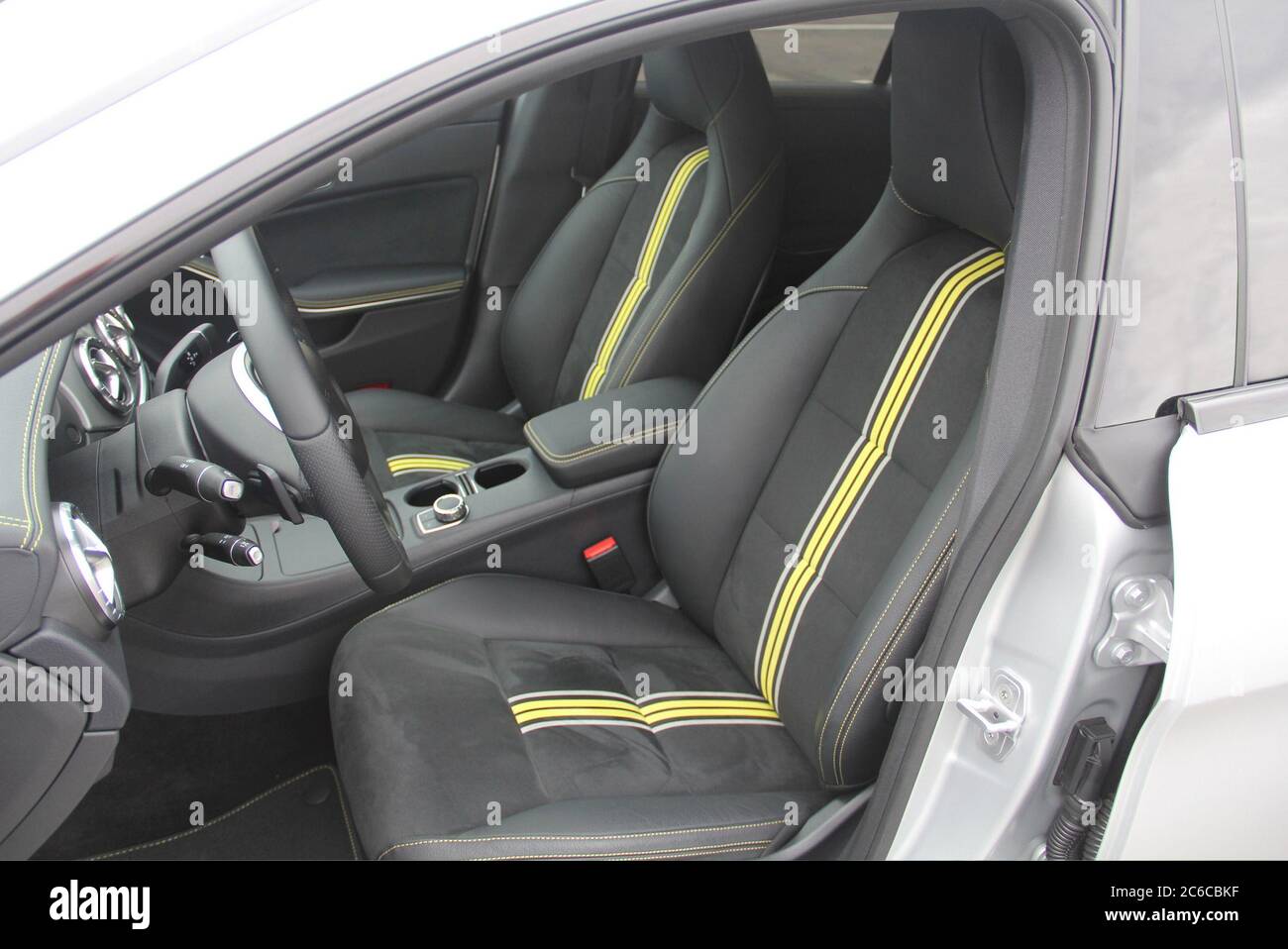 Front car seats. Front seats of a modern passenger car Stock Photo - Alamy