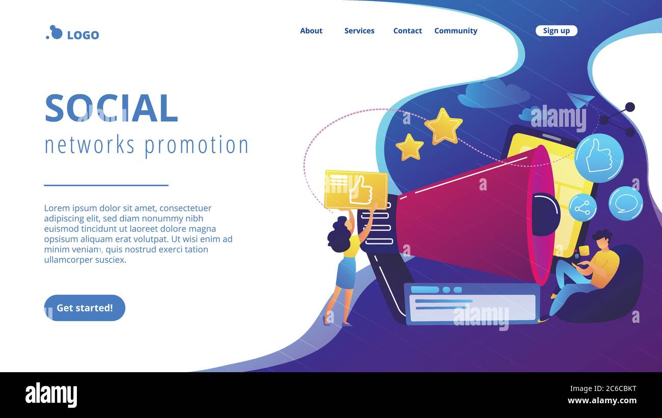 Social networks promotion concept landing page Stock Vector Image & Art ...