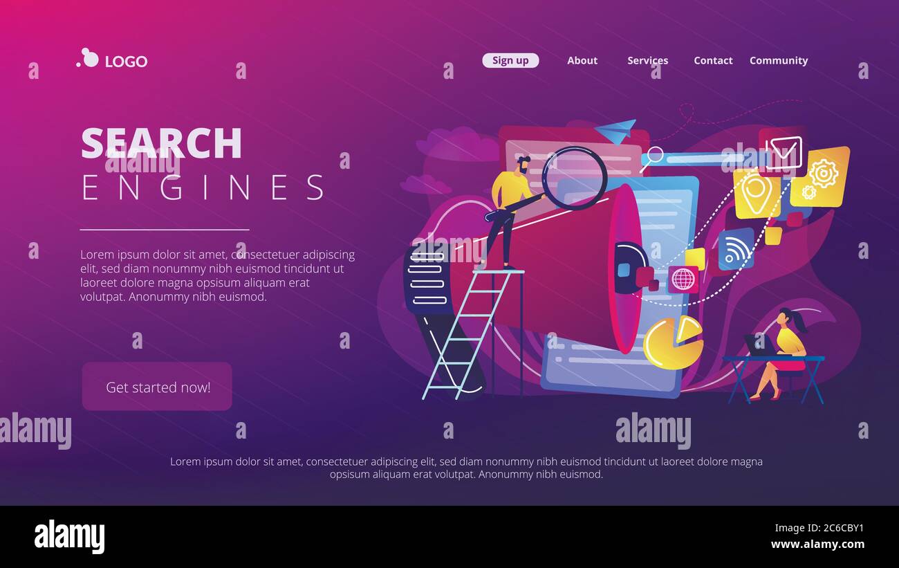 Search engines optimization concept landing page Stock Vector Image & Art - Alamy
