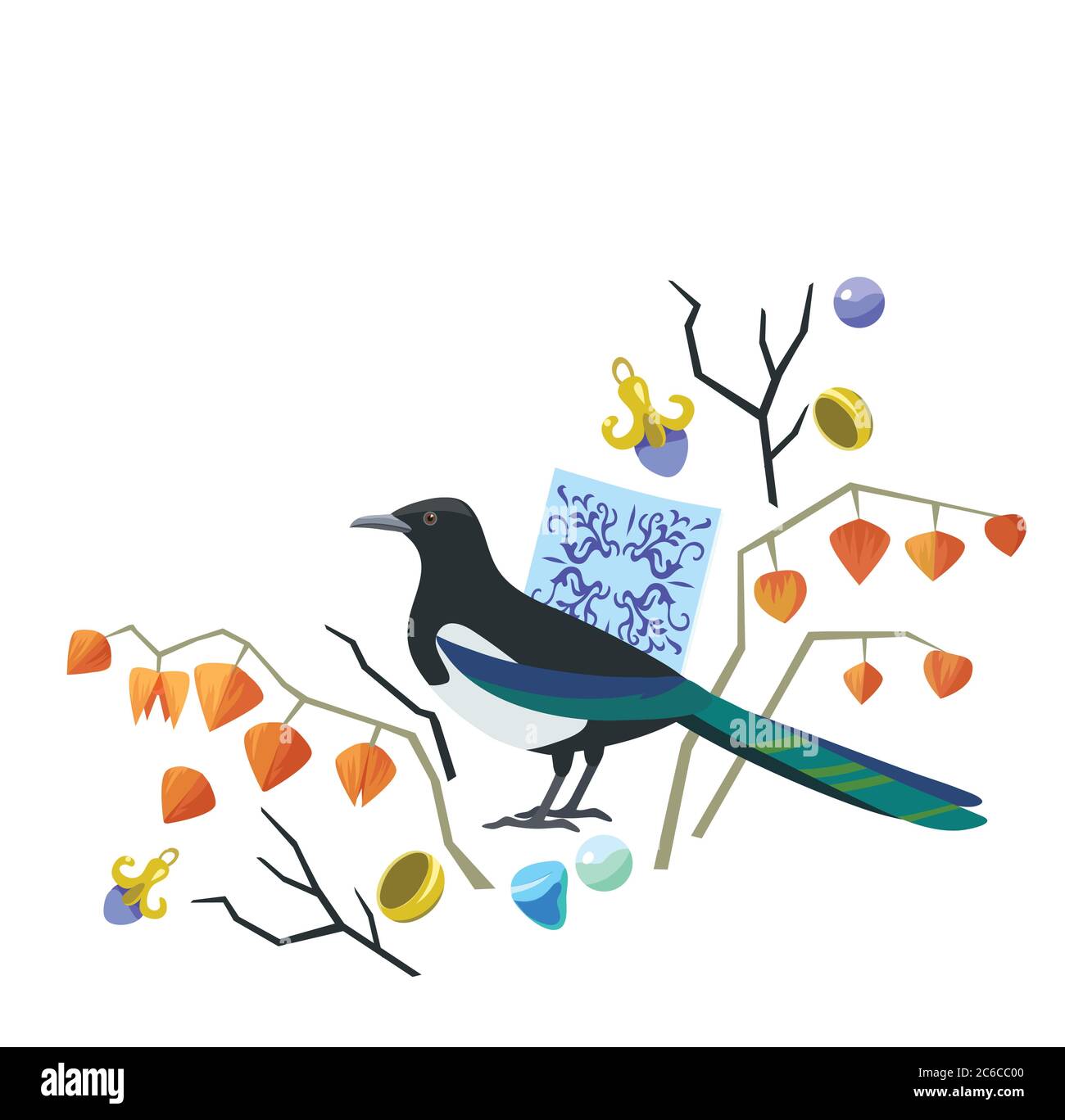 Spring magpie Stock Vector Images - Alamy