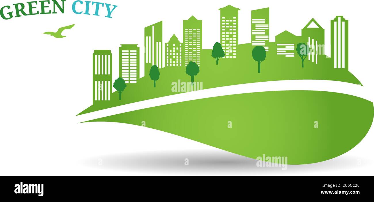 Green city concept. The combination of architecture with nature ...